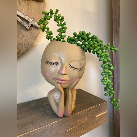 Art | Smiley Face Flower Pot Head Vase Planter Indoor Resin | Poshmark